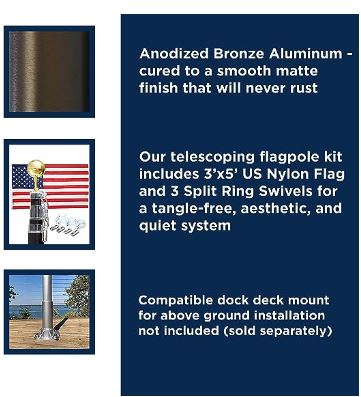 20' TELESCOPING BRONZE POLE | Baldwinflags